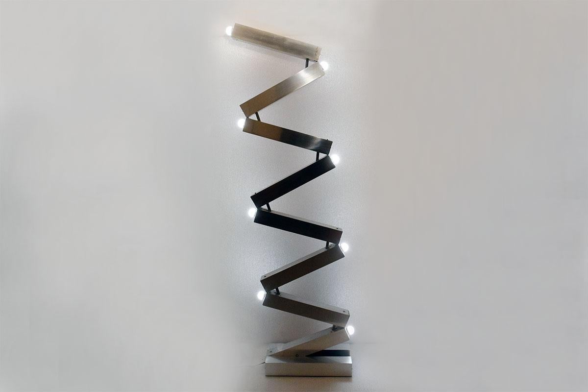 Very rare aluminum lamp by Obor Illuminating, 1970s at 1stDibs
