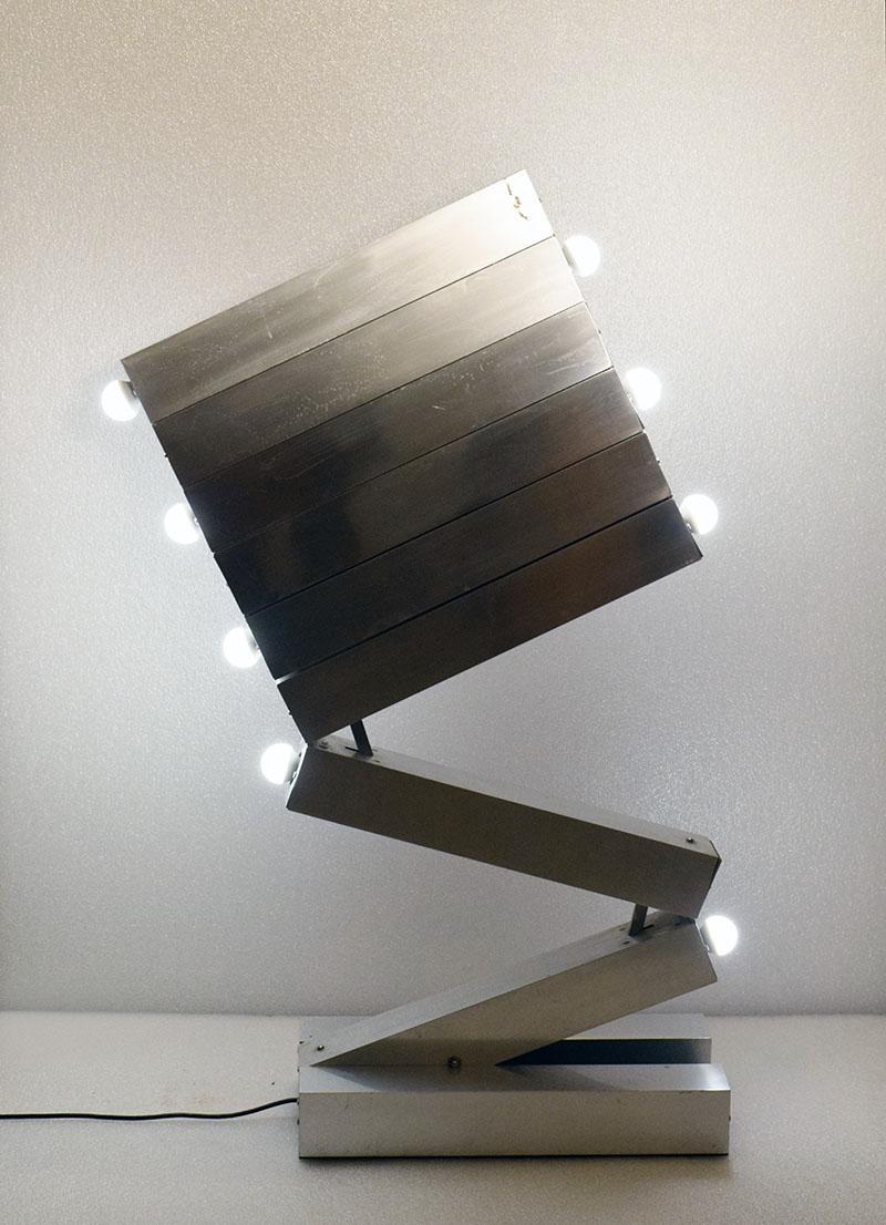 Very rare aluminum lamp by Obor Illuminating, 1970s at 1stDibs