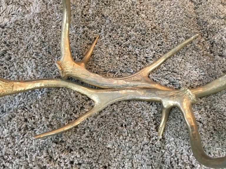 Very Rare and Beautiful Gold Gilt Metal Deer Antler Coffee Table at 1stDibs
