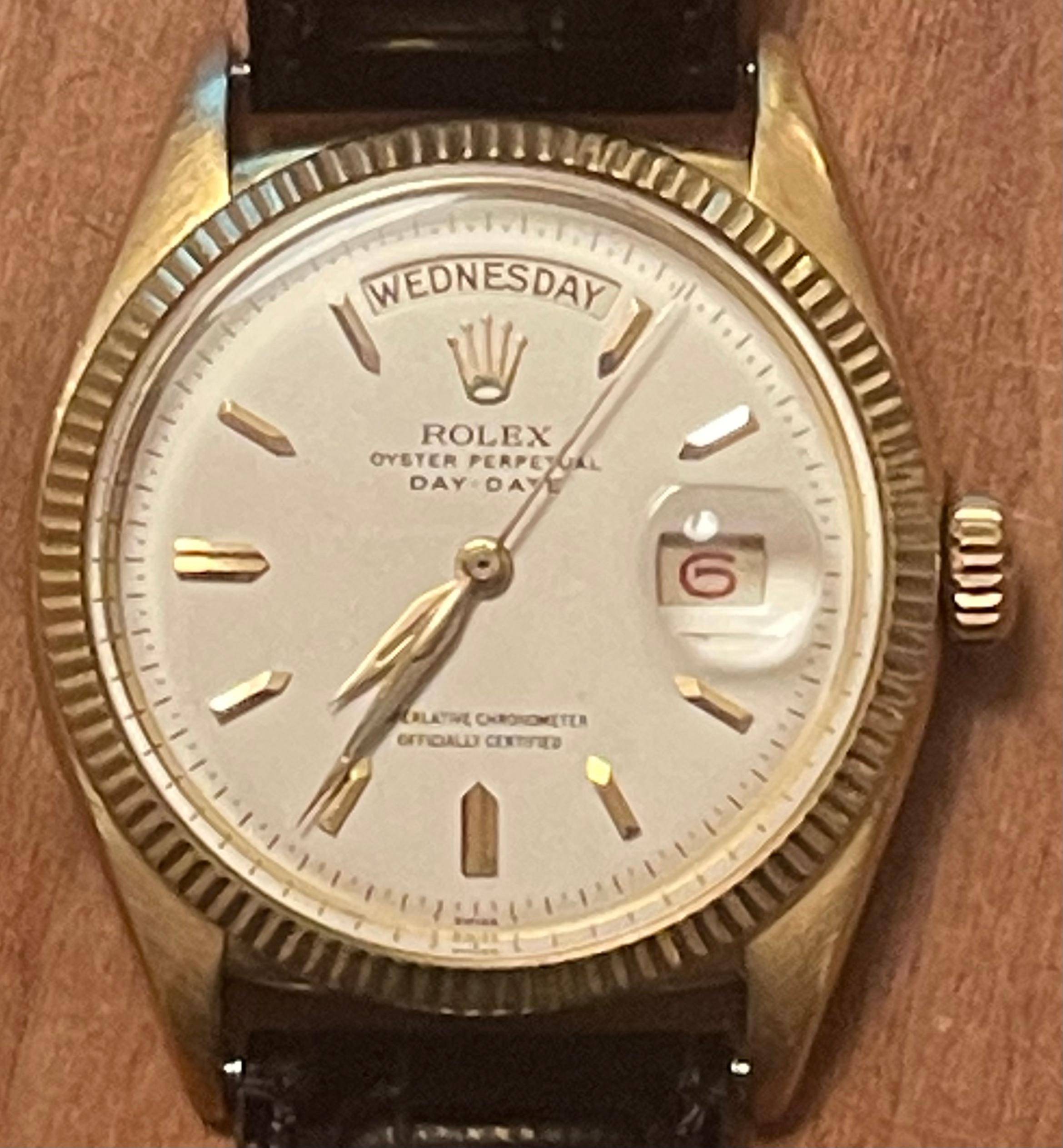 Very rare and early Rolex President with red Date For Sale at 1stDibs