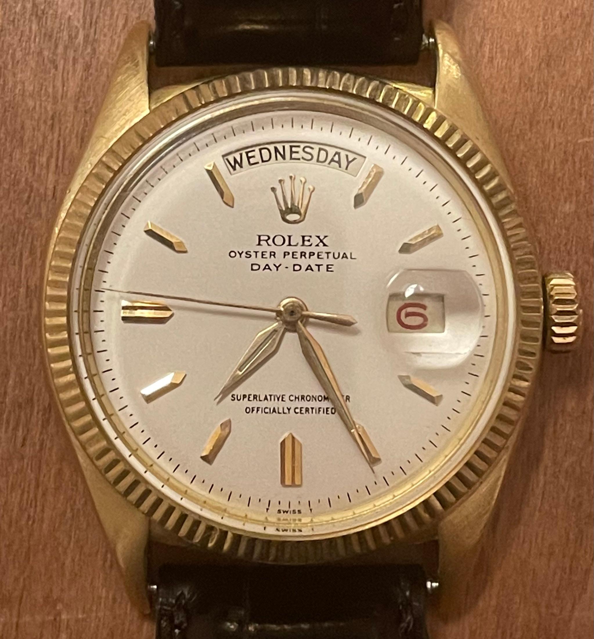 Very rare and early Rolex President with red Date For Sale at 1stDibs