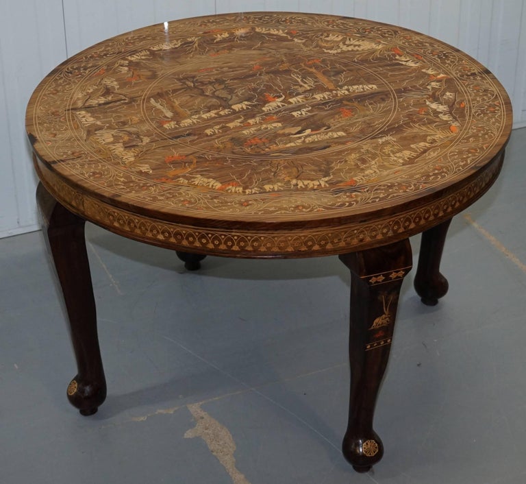 Very Rare Anglo-Indian Redwood Carved Round Dining Table Elephant ...