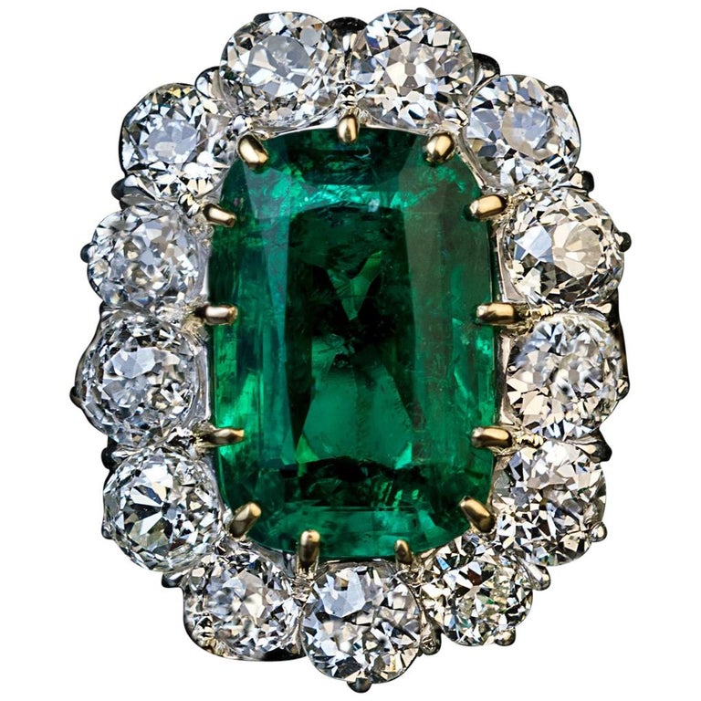 Very Rare Antique Russian Emerald Diamond Engagement Ring at 1stDibs | russian emerald ring ...