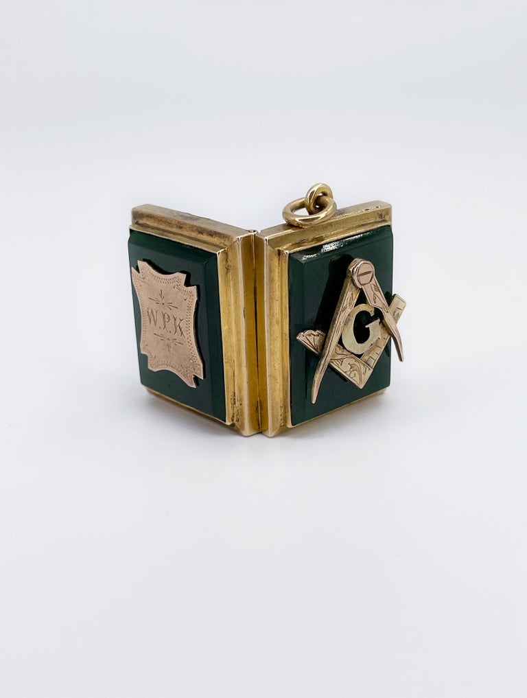 Very Rare Antique Victorian Rolled 9ct Gold Brass Masonic Locket ...