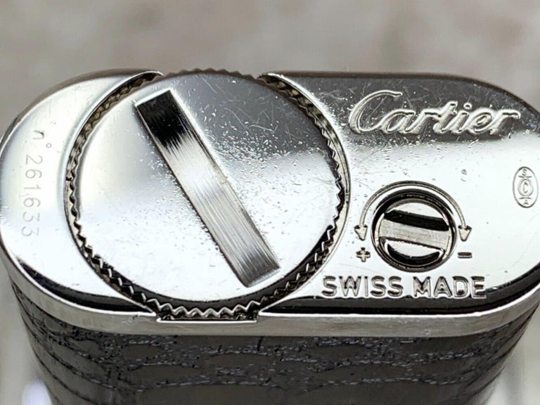 Very Rare Cartier Crocodile Skin Pattern Engraved Lighter in Rare ...