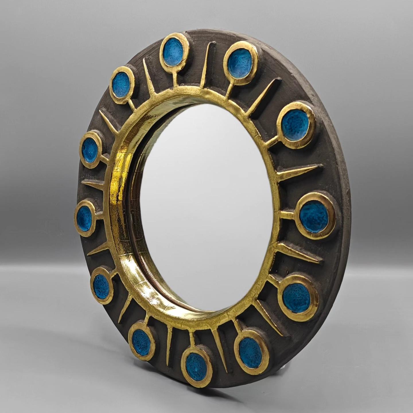 Very rare ceramic mirror by Mithé Espelt, circa early 1950s at 1stDibs