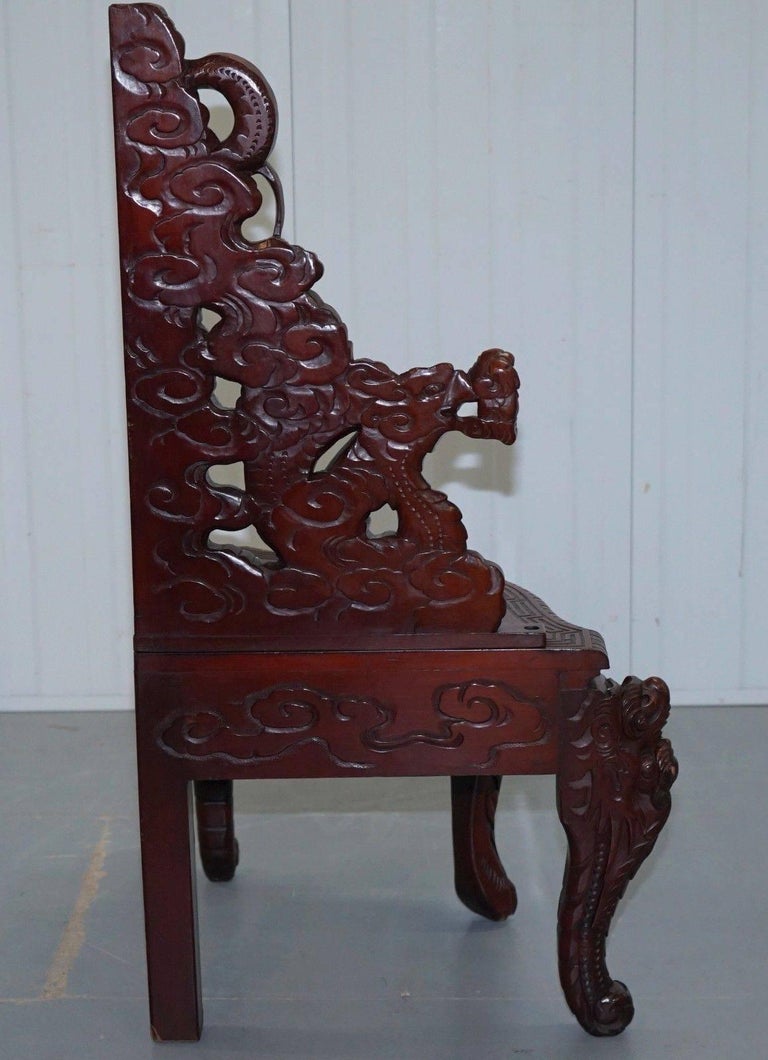Very Rare circa 1900 Chinese Lacquered Hand-Carved Dragon Corner Chair ...