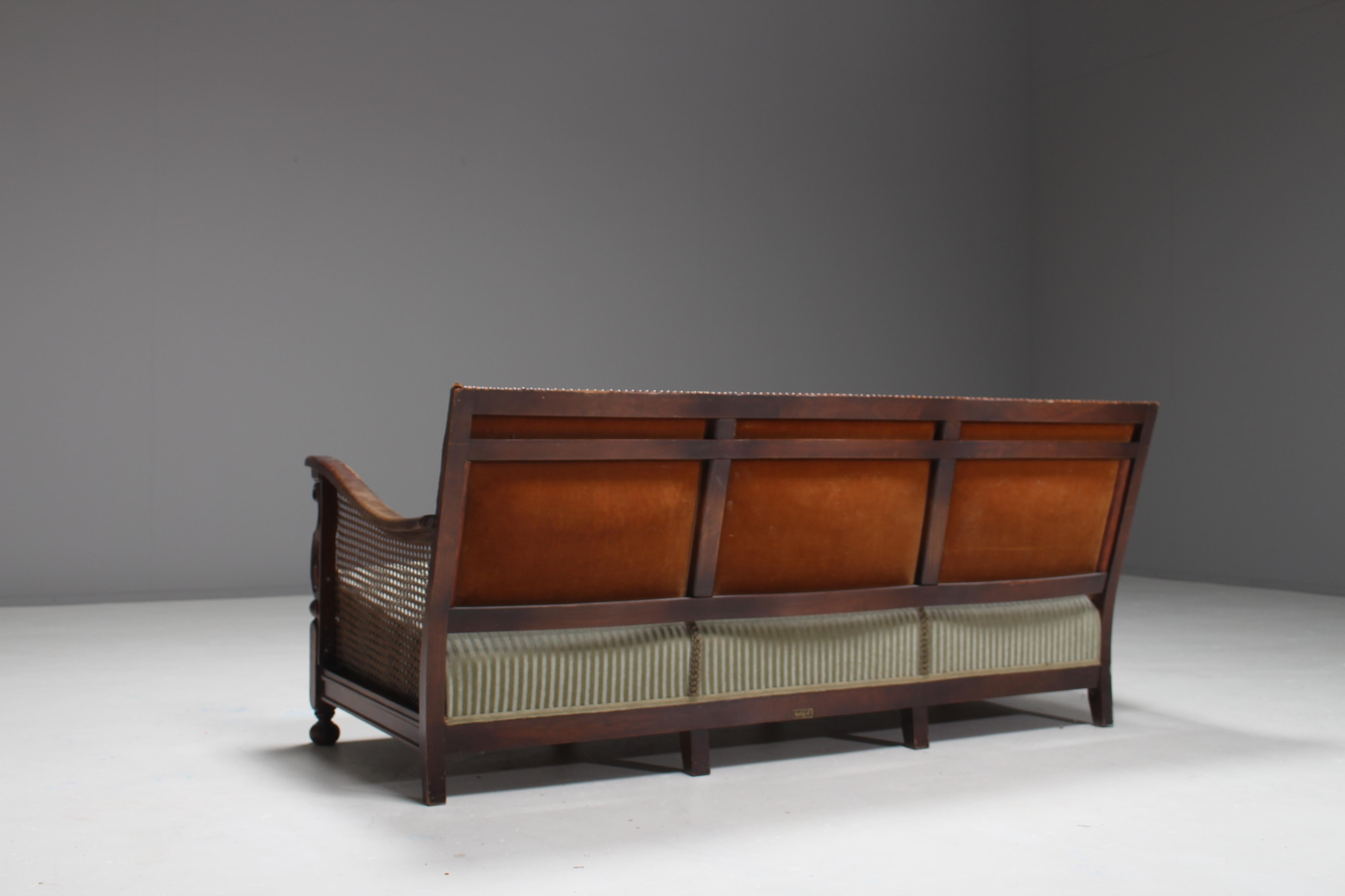 Very Rare Early Theo Ruth Leather Woven Sofa for Artifort, 1940s at ...