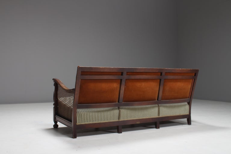 Very Rare Early Theo Ruth Leather Woven Sofa for Artifort, 1940s at 1stDibs