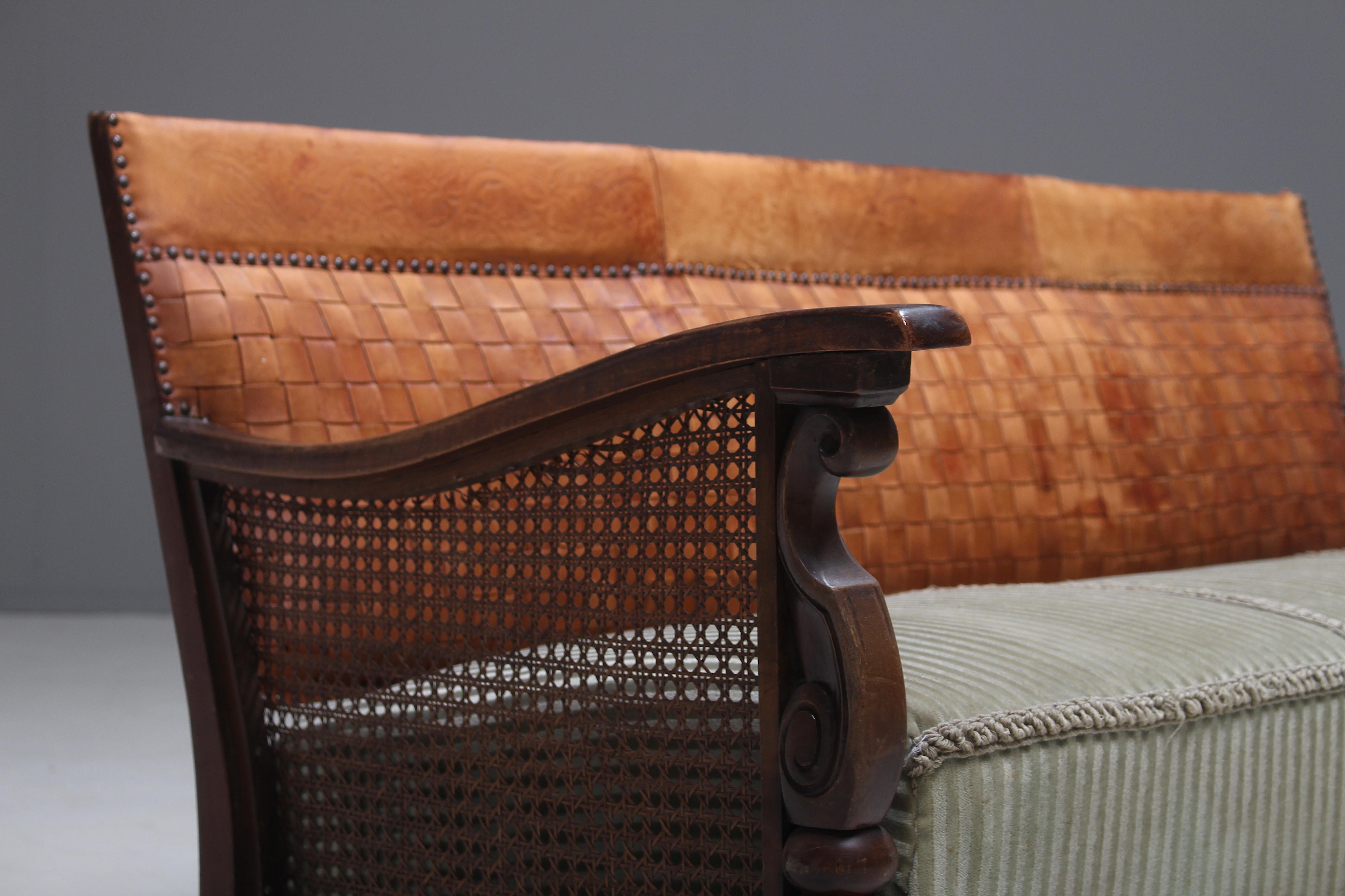 Very Rare Early Theo Ruth Leather Woven Sofa for Artifort, 1940s at ...