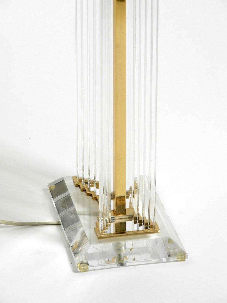 Very Rare Elegant Large Plexiglass Table Lamp from the 1970s with Silk ...