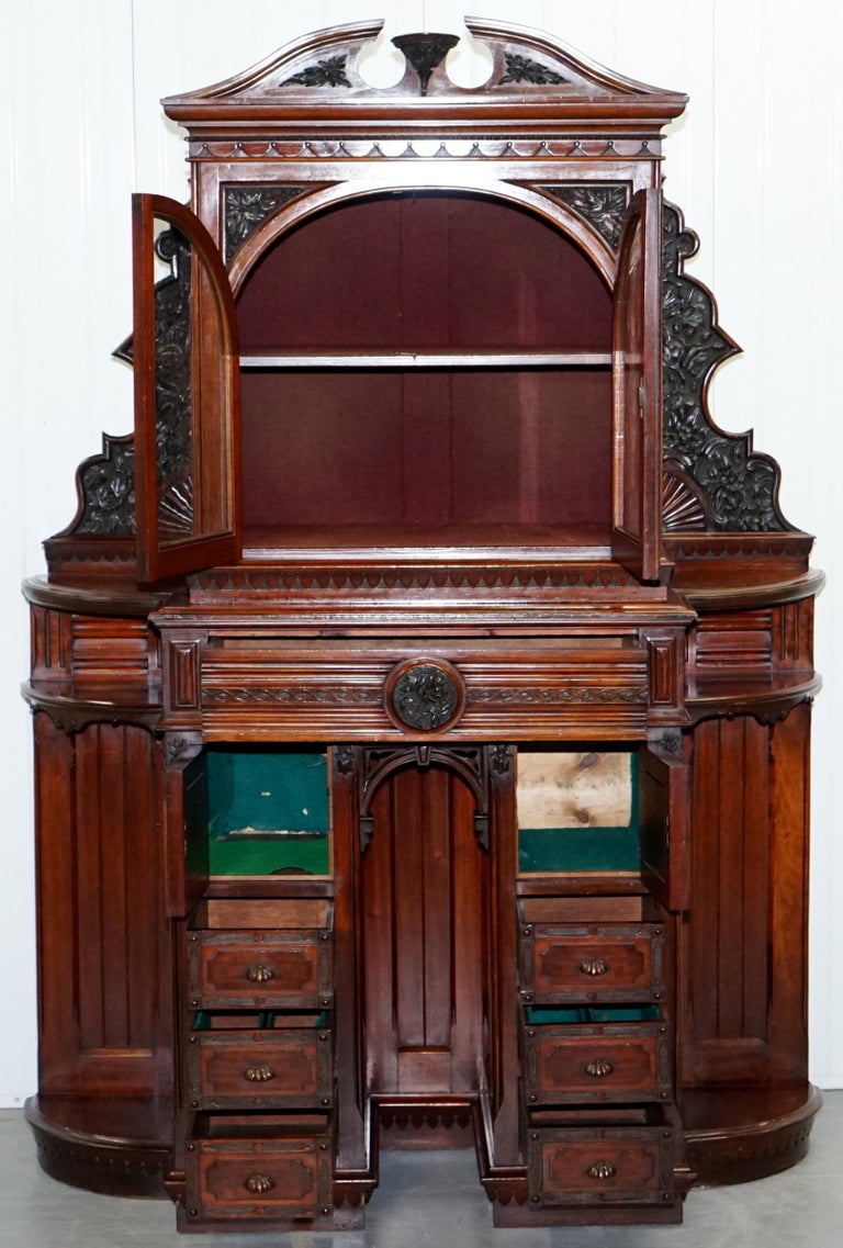 Very Rare Hand Carved Walnut Victorian Cabinet with Drawers Cupboards ...