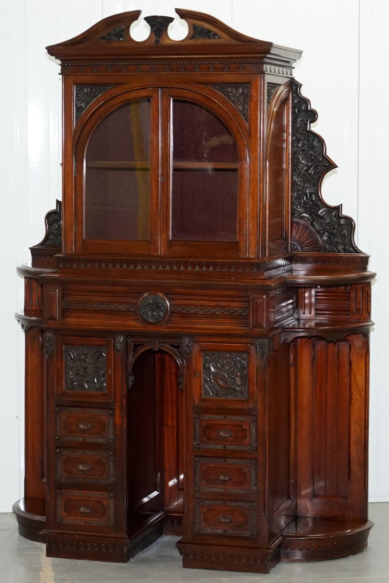 Very Rare Hand Carved Walnut Victorian Cabinet with Drawers Cupboards ...