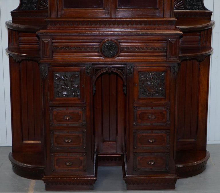 Very Rare Hand Carved Walnut Victorian Cabinet with Drawers Cupboards ...