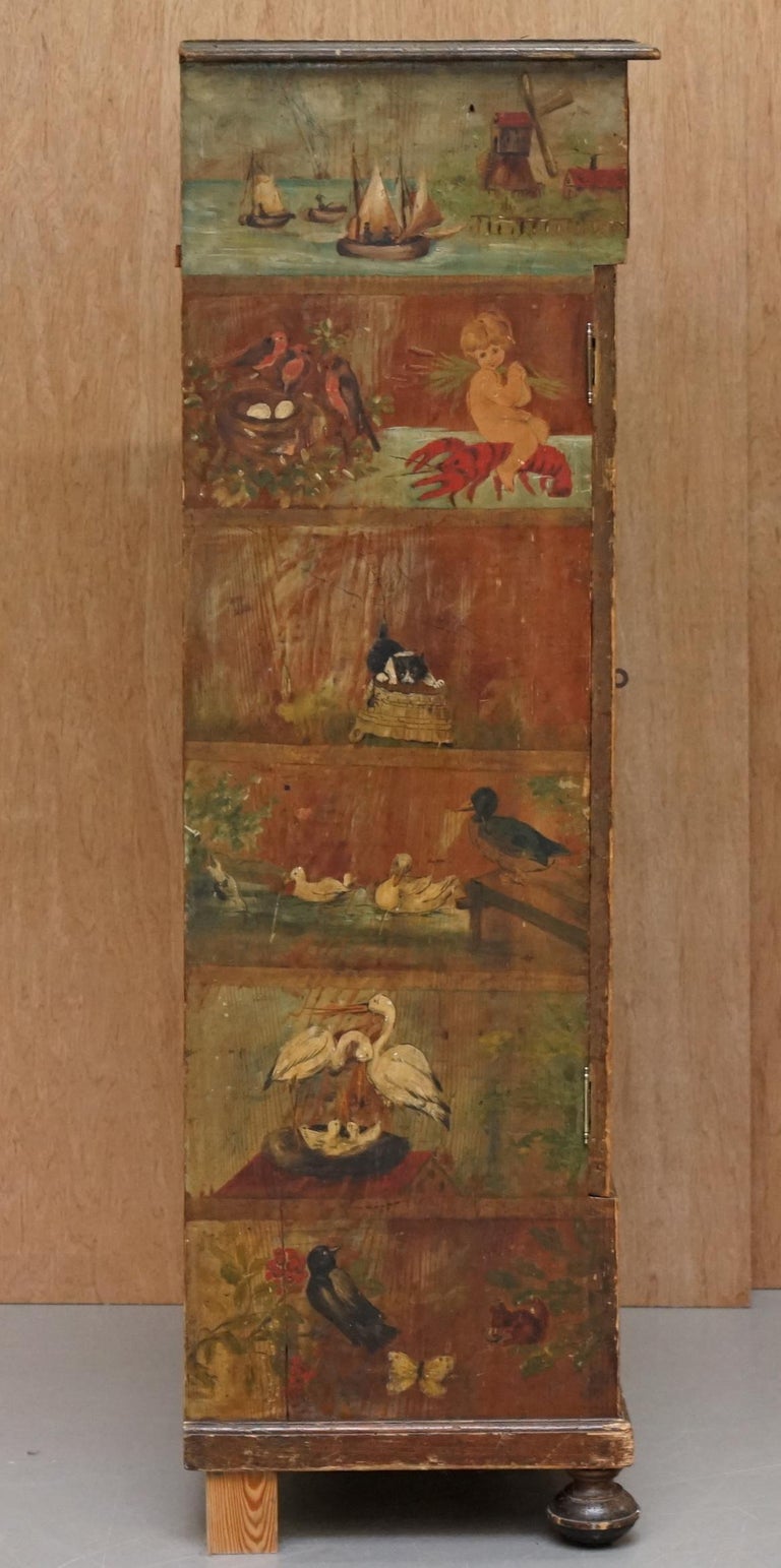 Very Rare Hand Painted Austrian circa 1820 Small Linen Closed Cupboard ...