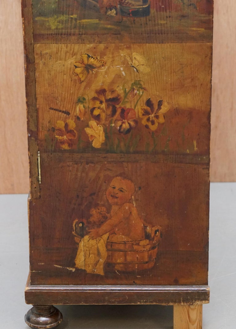 Very Rare Hand Painted Austrian circa 1820 Small Linen Closed Cupboard ...
