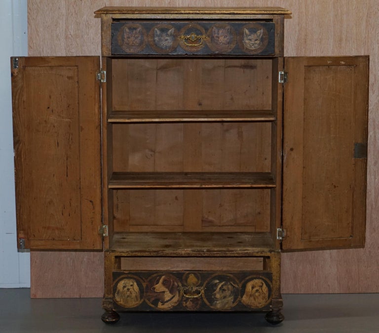 Very Rare Hand Painted Austrian circa 1820 Small Linen Closed Cupboard ...