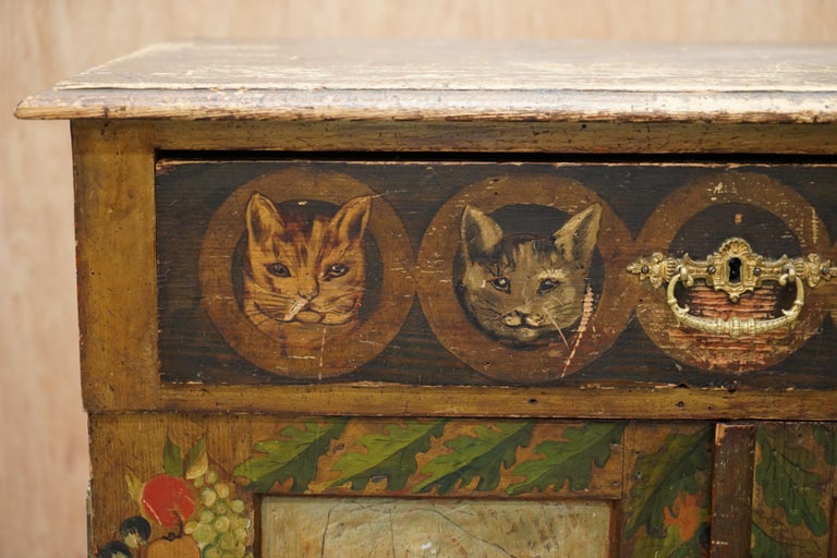 Very Rare Hand Painted Austrian circa 1820 Small Linen Closed Cupboard ...