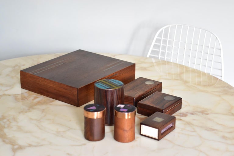 Very Rare Huge Rosewood Box by Axel Salomonsen with Sterling Inlays at ...