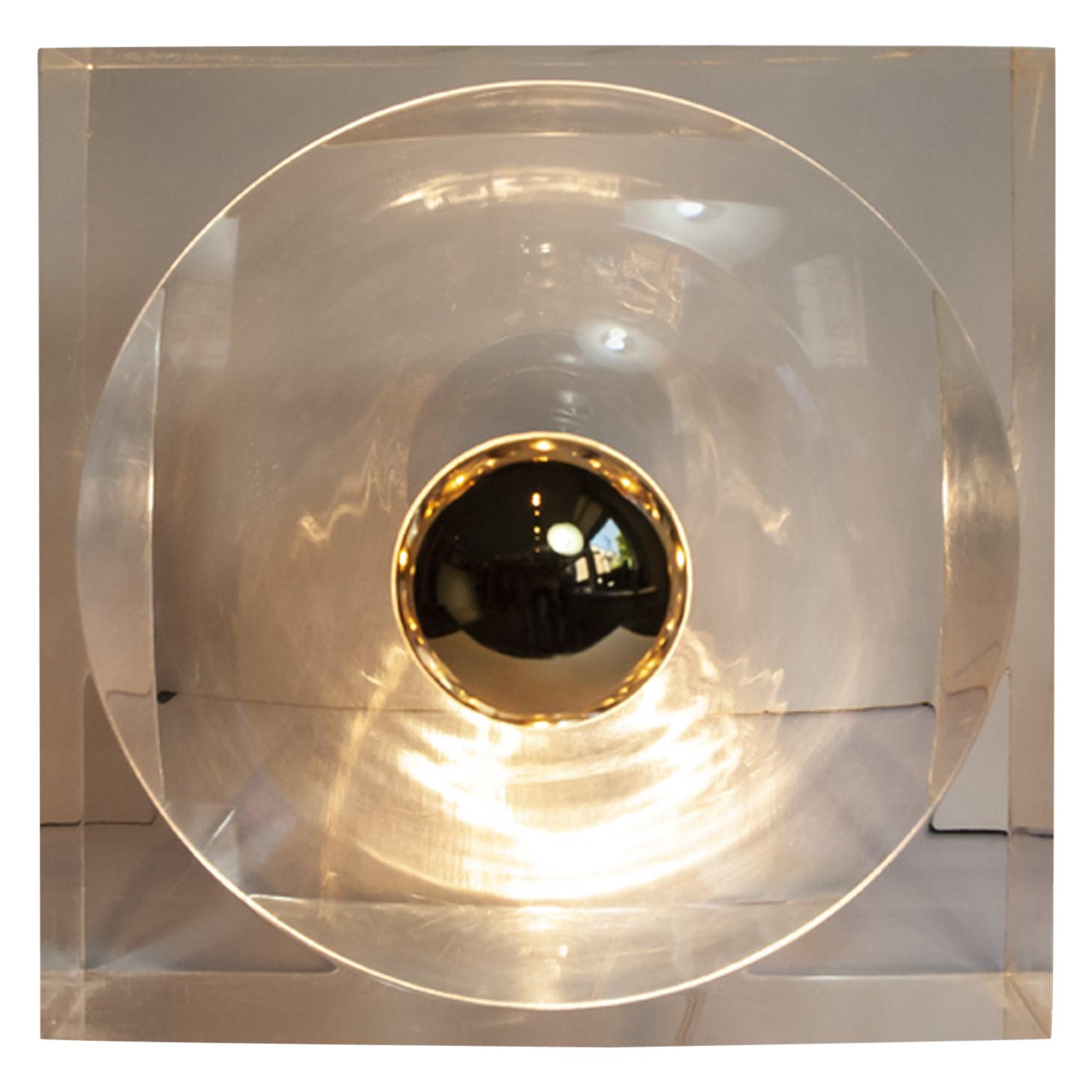 Very Rare Italian Square Lucite Table Lamp For Sale at 1stDibs