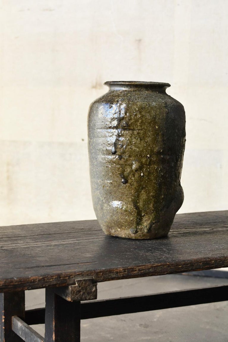 Very Rare Japanese Antique Pottery Jar/Beautiful Glaze/Wabisabi Vase ...