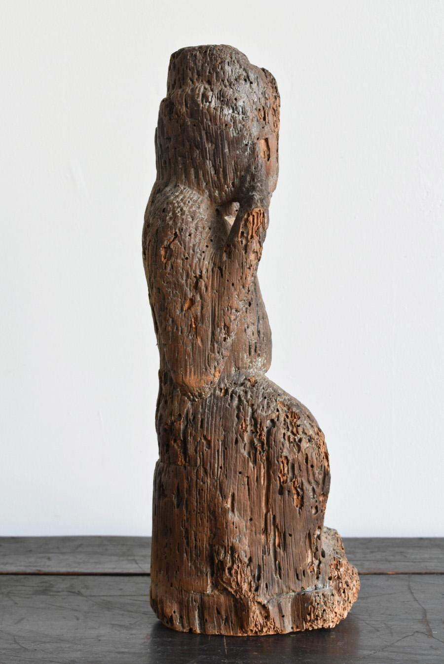 Very rare Japanese antique wooden Buddha statue/[Kannon Bodhisattva] at ...