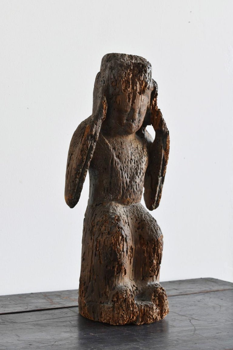Very rare Japanese antique wooden Buddha statue/[Kannon Bodhisattva ...
