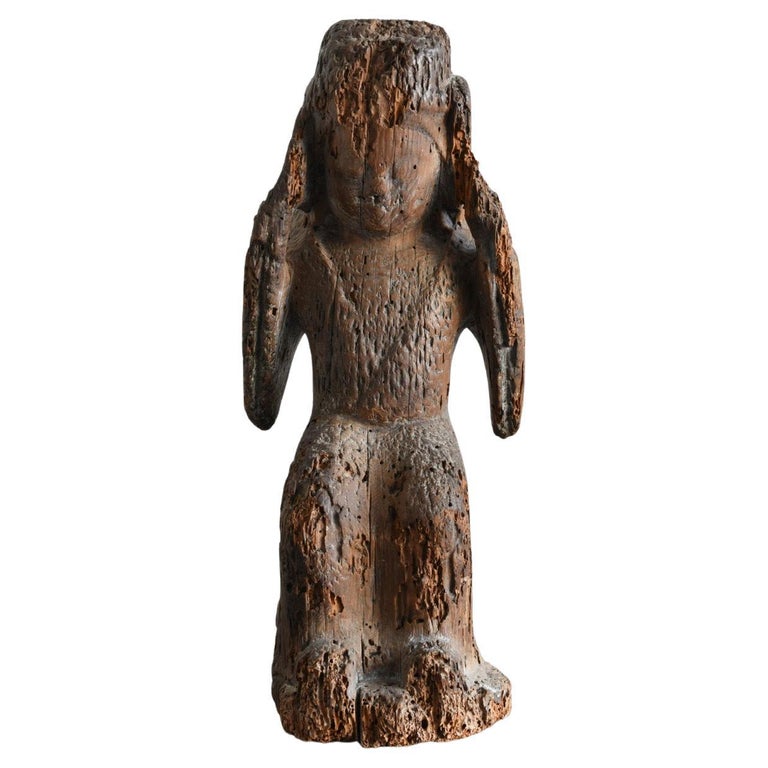 Very rare Japanese antique wooden Buddha statue/[Kannon Bodhisattva ...