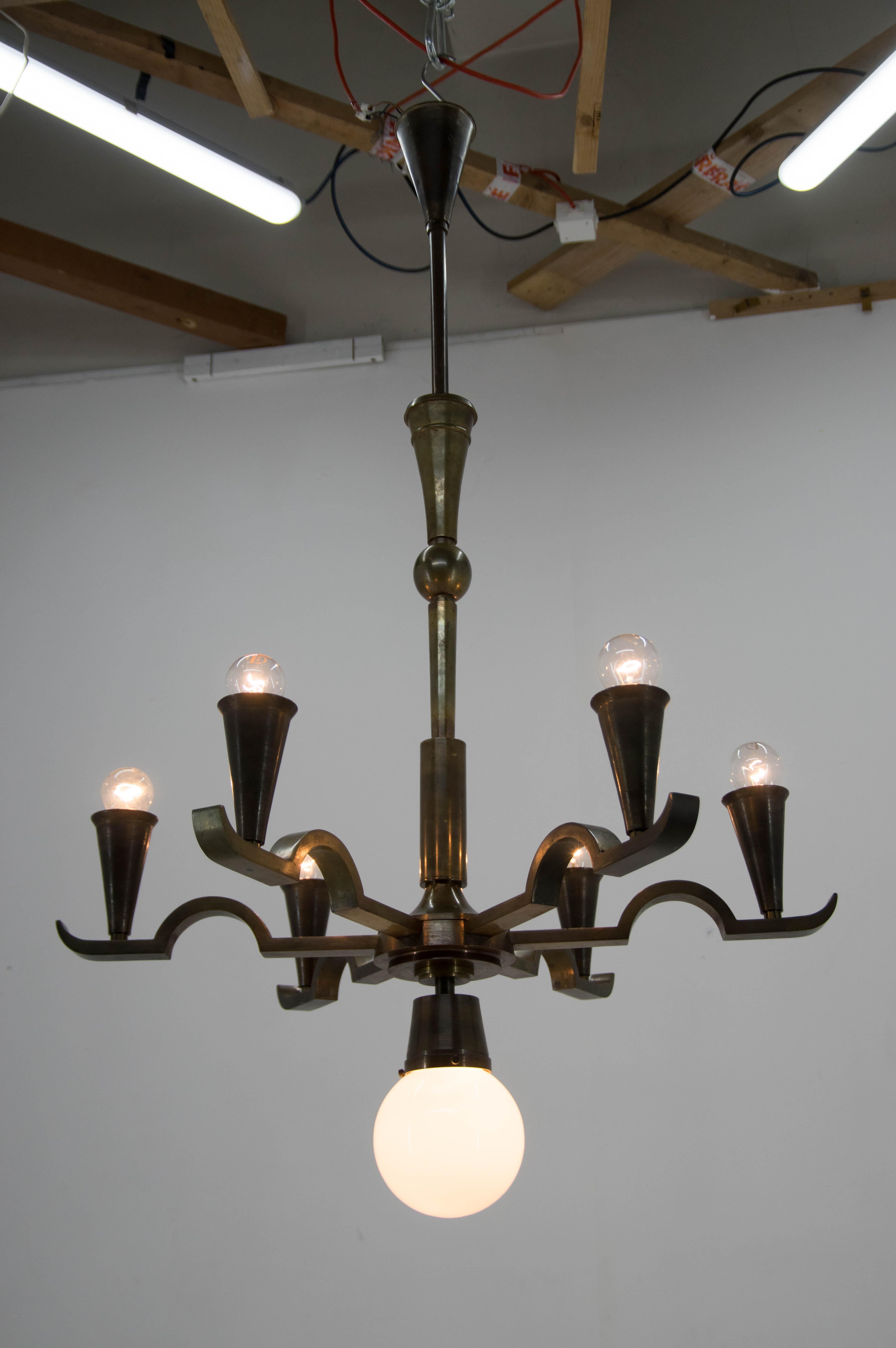 Very Rare Large Cubistic Chandelier by Franta Anyz, 1920s at 1stDibs