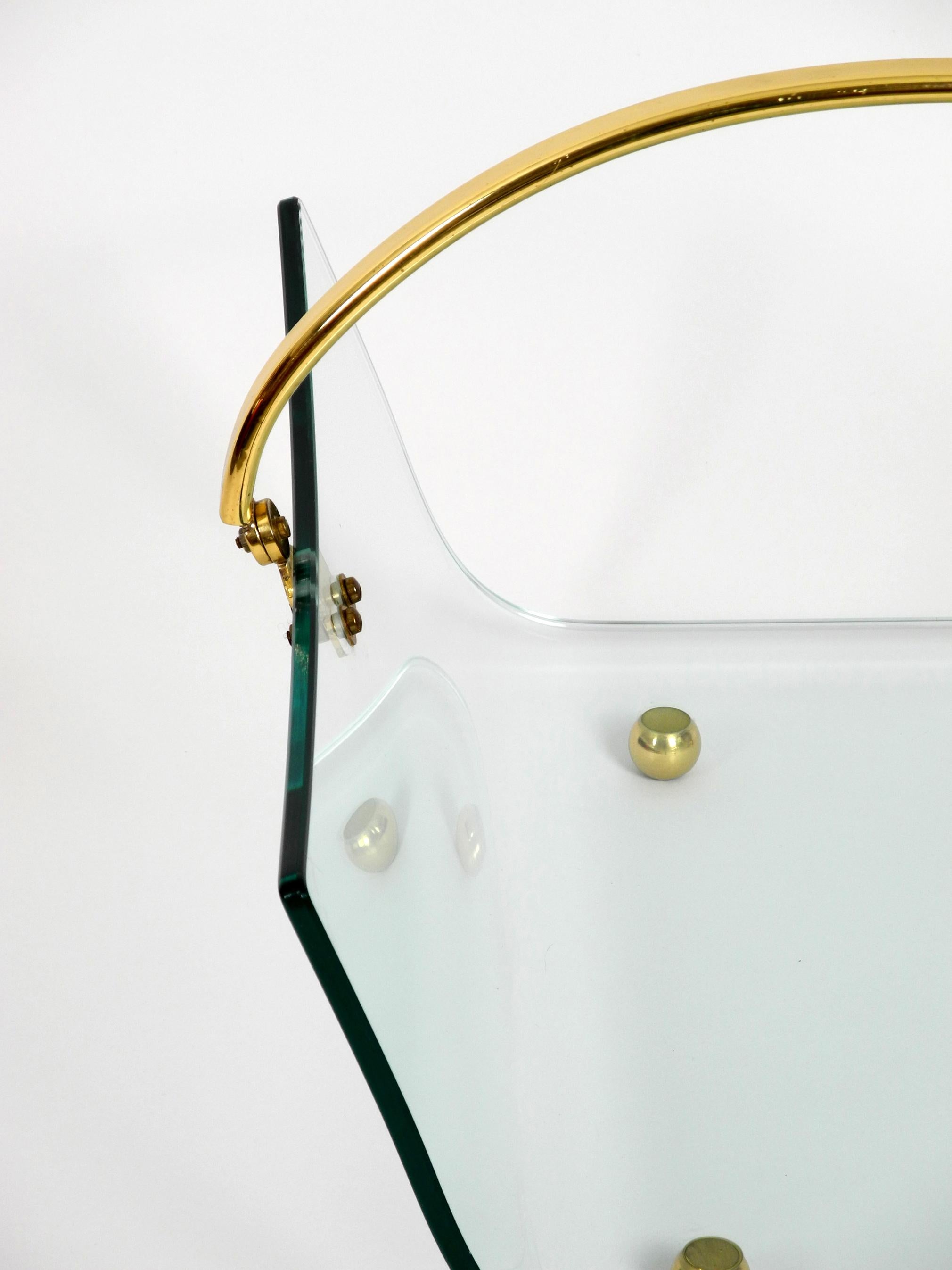 Very Rare Large Firewood Stand Made of Heavy Glass and Brass from the ...