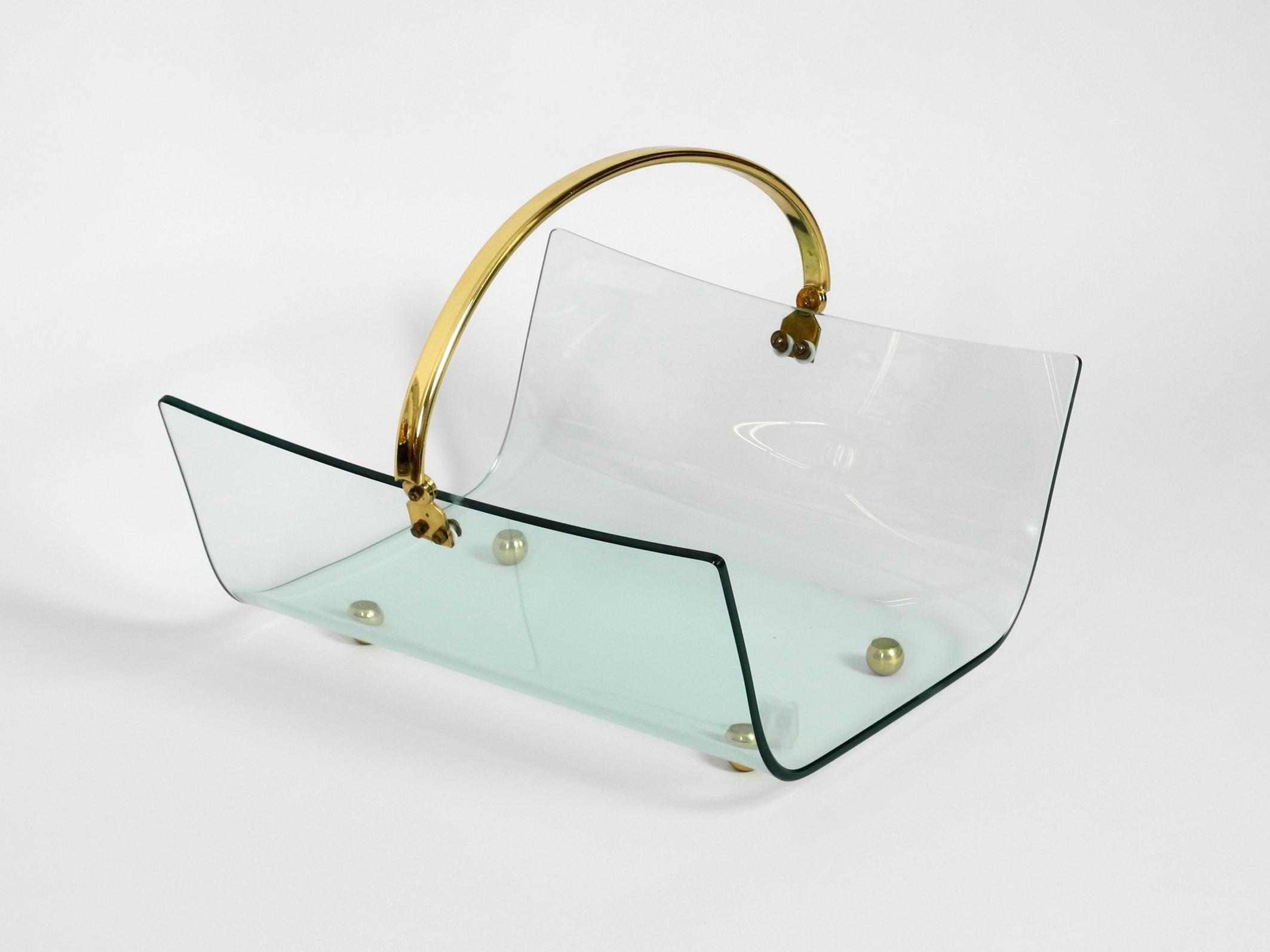 Very Rare Large Firewood Stand Made of Heavy Glass and Brass from the ...