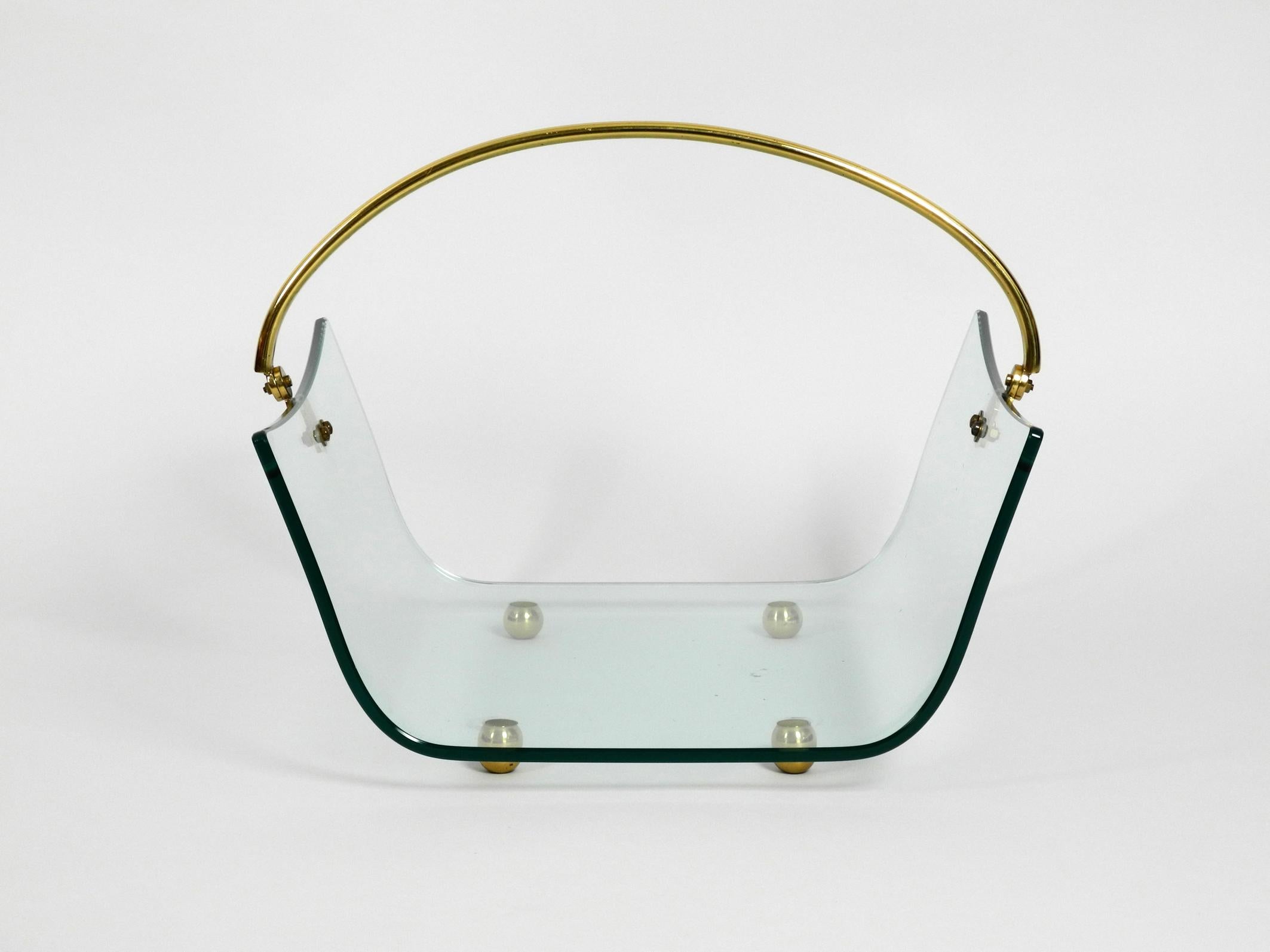 Very Rare Large Firewood Stand Made of Heavy Glass and Brass from the ...