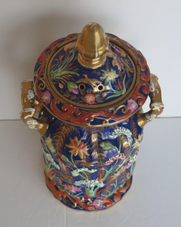 Large Masons Ironstone Covered Vase with very rare Relief Motifs, Circa ...