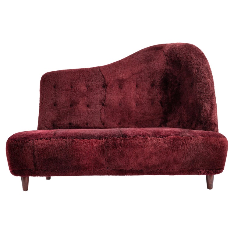 Very Rare Little Sofa with Merlot Lambskin Upholstery, 1950 For Sale at ...
