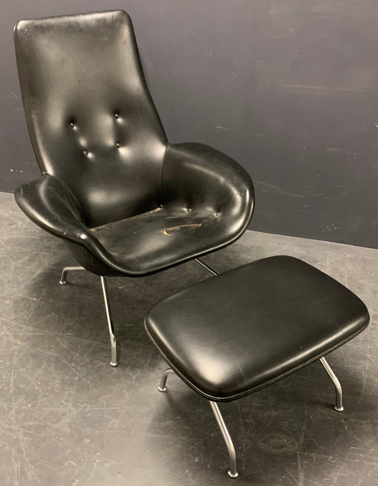 Very Rare Lounge Chair and Ultra Rare Stool For Sale at 1stDibs