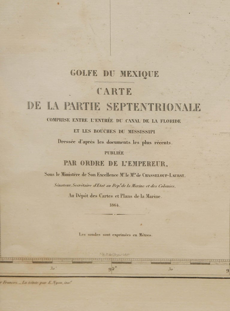 Very Rare Marine Map of Florida, France, 1864 at 1stDibs