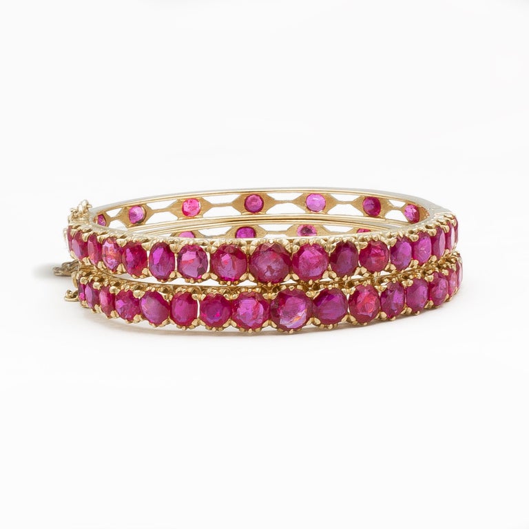 Very Rare No Heat 36+ Carat Burma Rubies Pair of Bracelets at 1stDibs