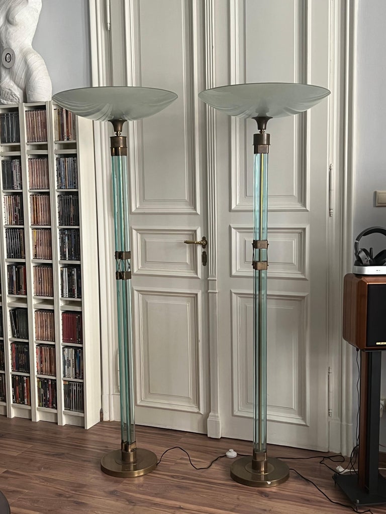Very Rare Pair of Floor Lamps Fontana Arte, 1940 For Sale at 1stDibs