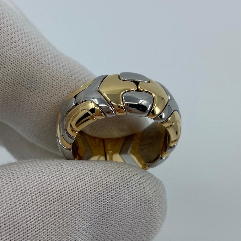 Very Rare Vintage Bvlgari Alveare 18k Yellow Gold and Steel Spring Wide ...