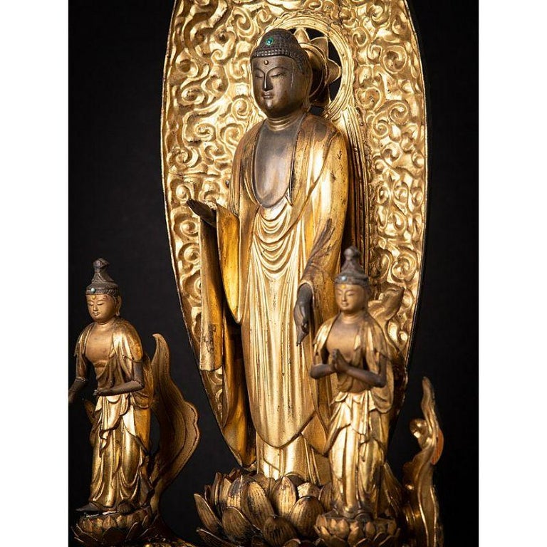 Very Special Antique Japanese Amida Buddha, Triad from Japan For Sale ...