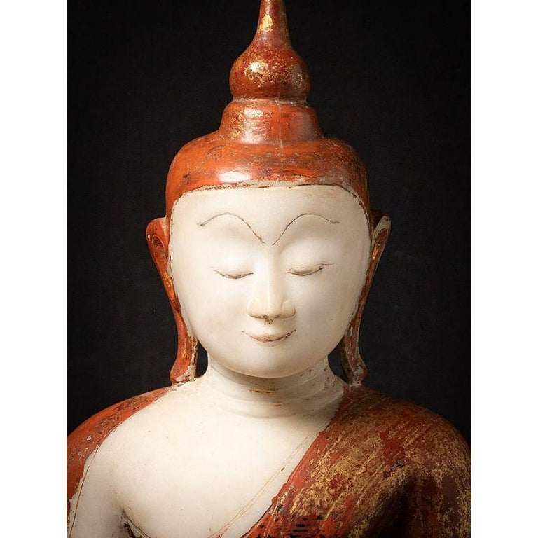 Very special antique marble Buddha statue from Burma For Sale at 1stDibs