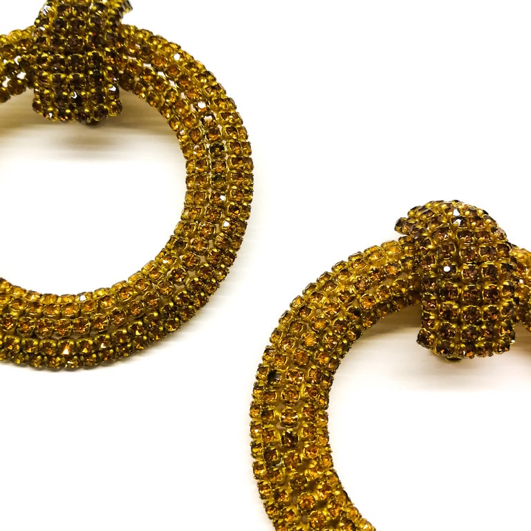 Very spectacular golden paste 'hoop' earrings, Roger JeanPierre, France ...