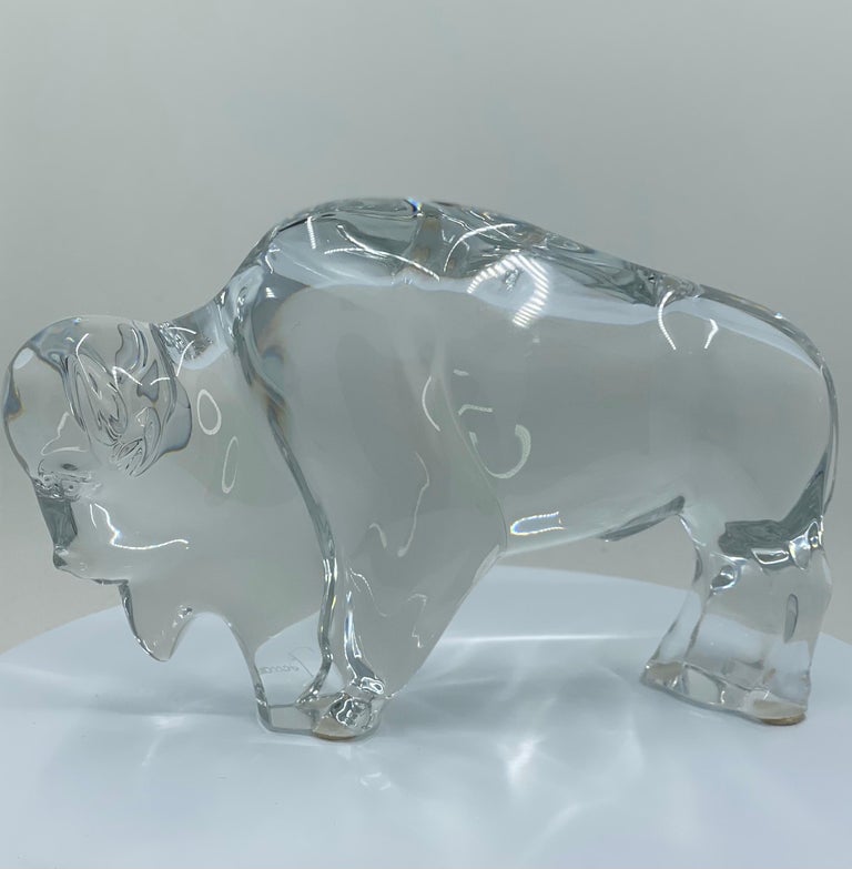 Very Stately Baccarat France Crystal Buffalo Animal Figurine at 1stDibs