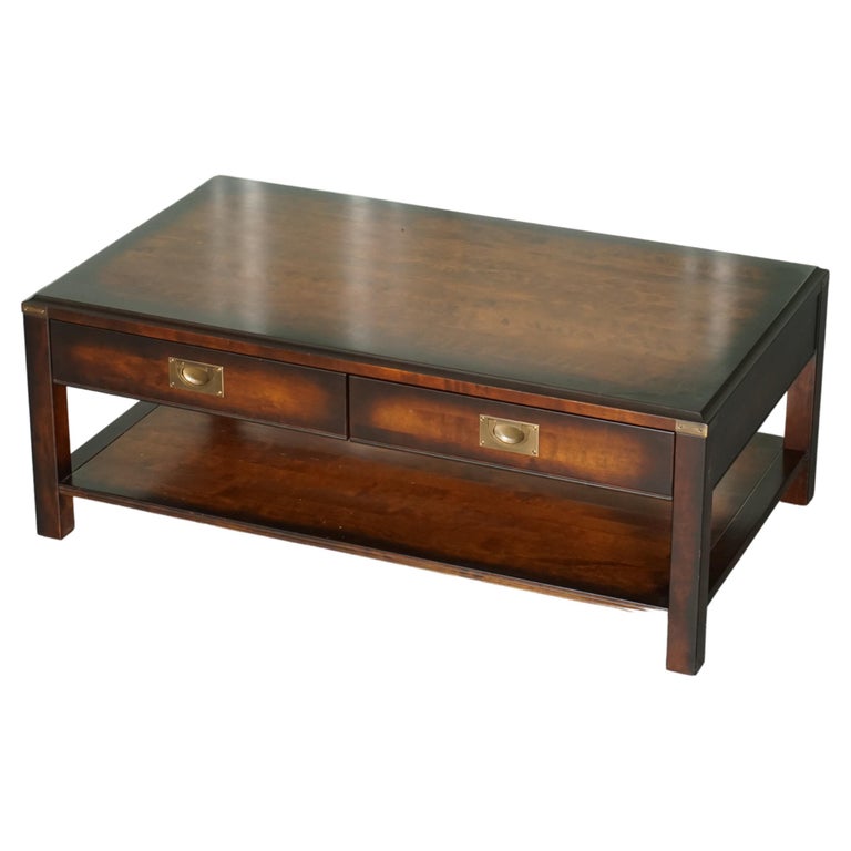 Very Stunning Vintage Military Campaign Mahogany and Brass Coffee Table ...