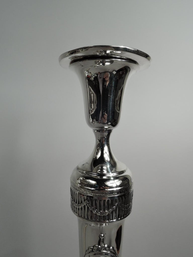 Very Tall American Edwardian Regency Sterling Silver Candlesticks For ...