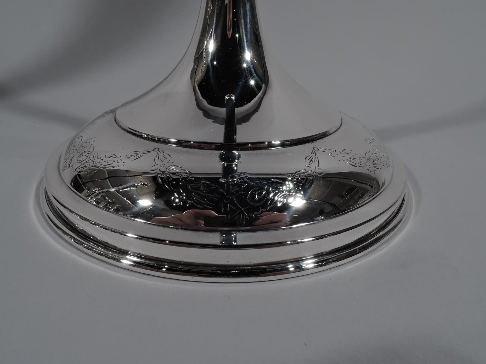 Very Tall American Edwardian Regency Sterling Silver Candlesticks For ...