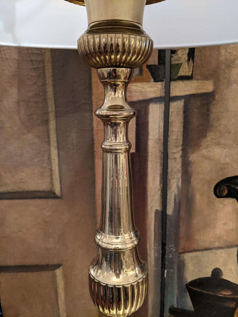 Very Tall Antique Brass Table Lamps For Sale at 1stDibs