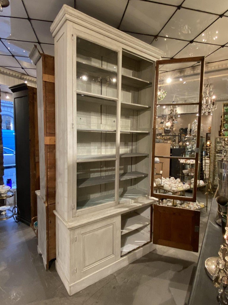 Very Tall Antique French Two Part Bookcase at 1stDibs