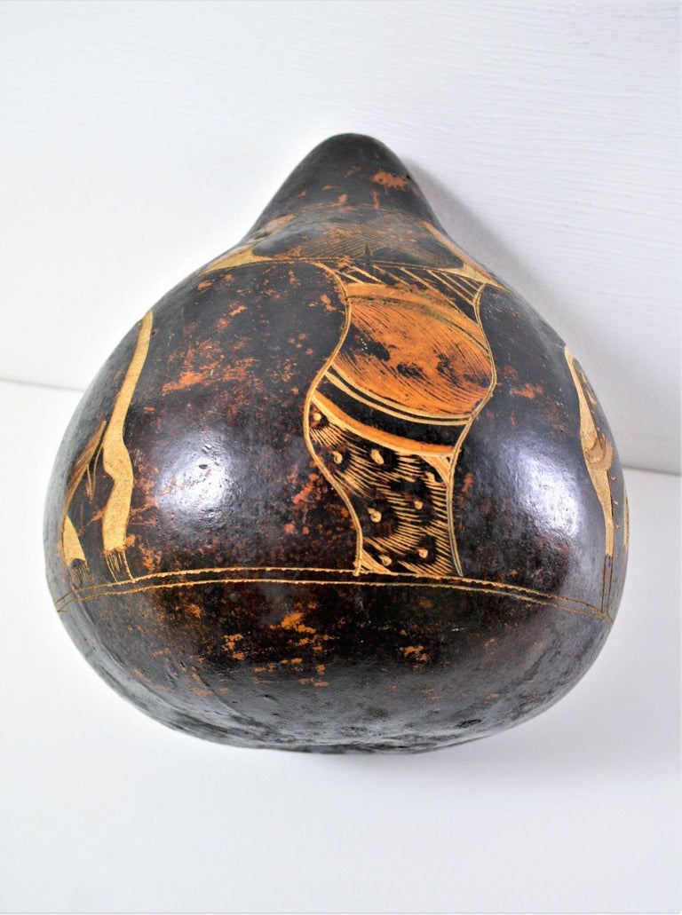 Very Unusual Large Nut Shell with Tribal Elephant Carving For Sale at ...