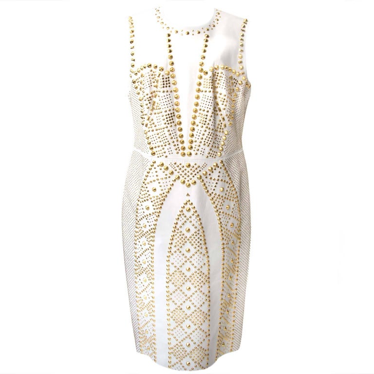 Very wanted Versace White Leather Studded Dress 2012 collection at ...